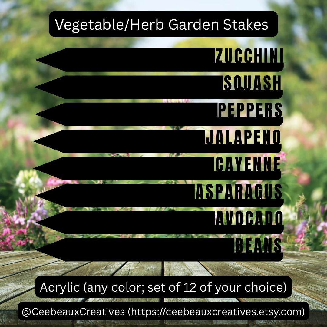 Customizable Acrylic Garden Stakes – Vegetable and Herb Plant Labels - Etsy