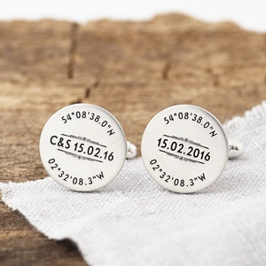 Coordinate Cufflinks – Sterling Silver Cufflinks With Coordinates Makes ...
