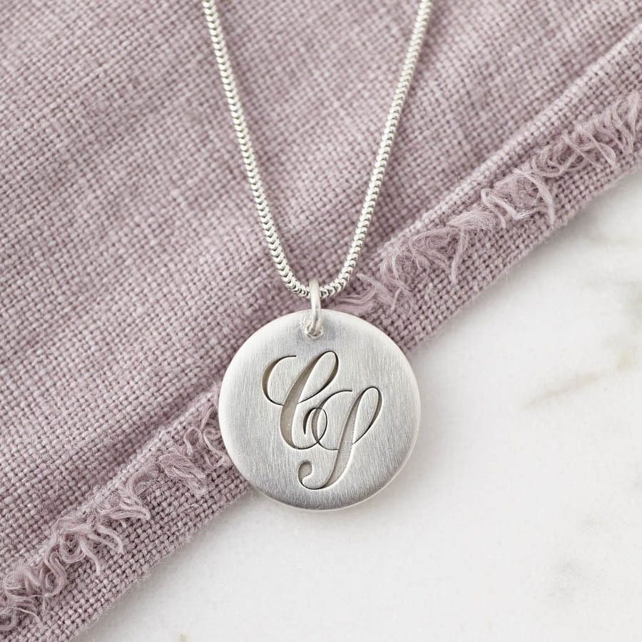 Sterling Silver Initial Monogram Necklace Engraved With a - Etsy