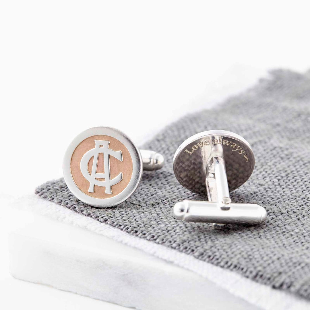 Personalised Sterling Silver Monogram Cufflinks With Rose Gold Plating ...