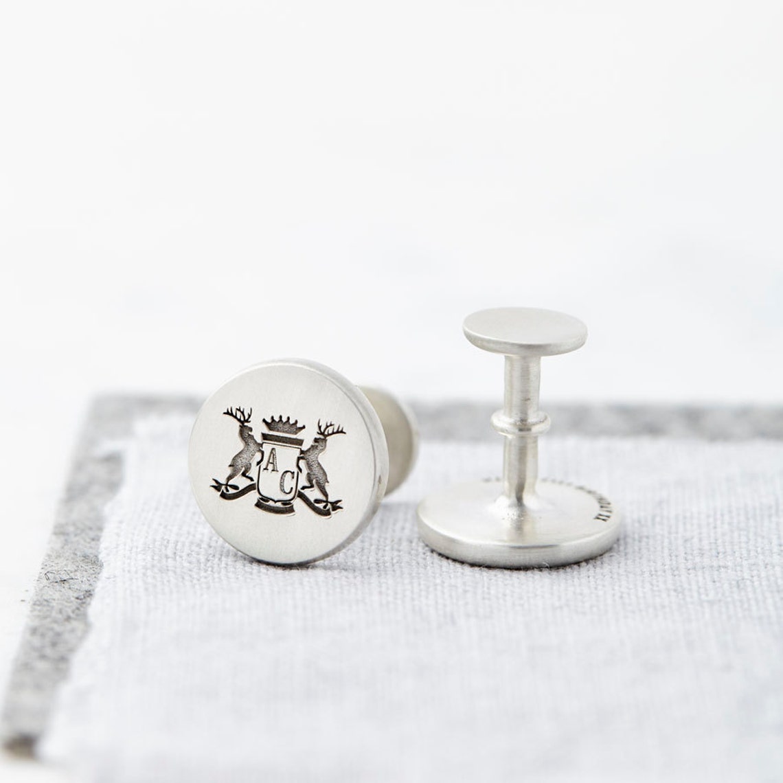 Sterling Silver Crest Cufflinks, Personalized Cufflinks, Coat of Arms ...