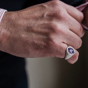 Sterling Silver and Enamel Monogram Signet Ring Engraved With a Two ...