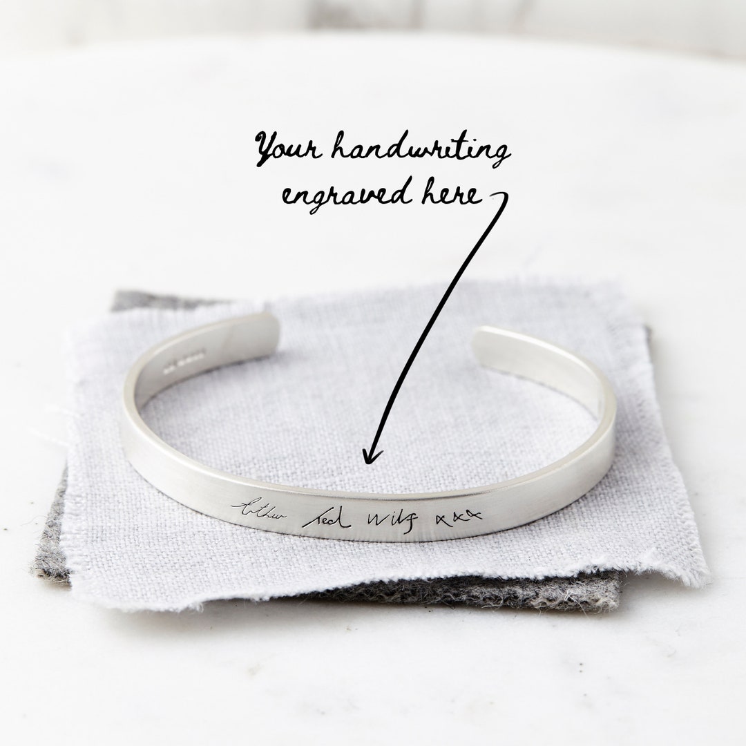 Sterling Silver Handwriting Signature Bangle, Handwriting Bangle ...