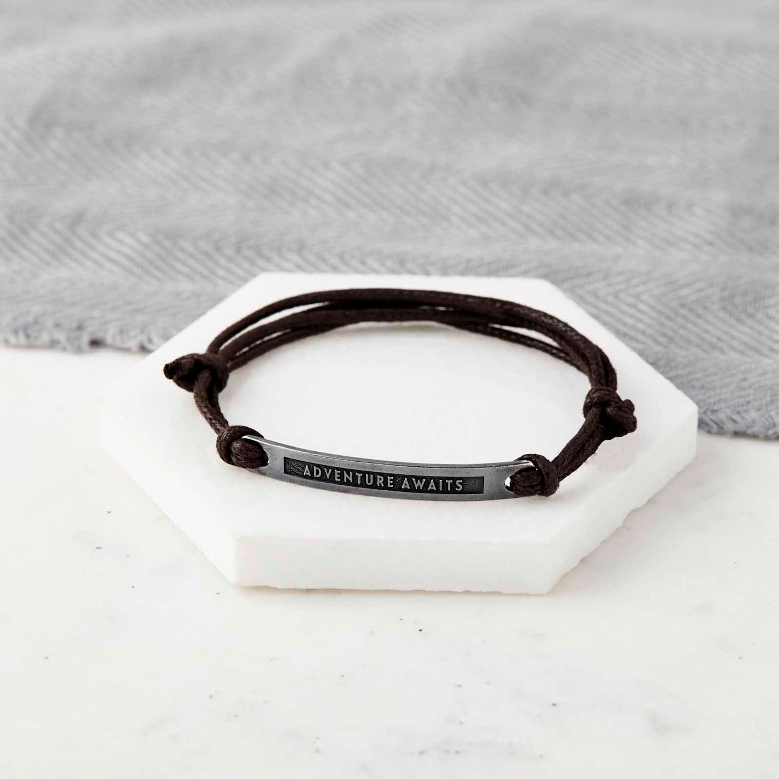 Engraved Message Bracelet Women or Men Personalized Cord | Etsy