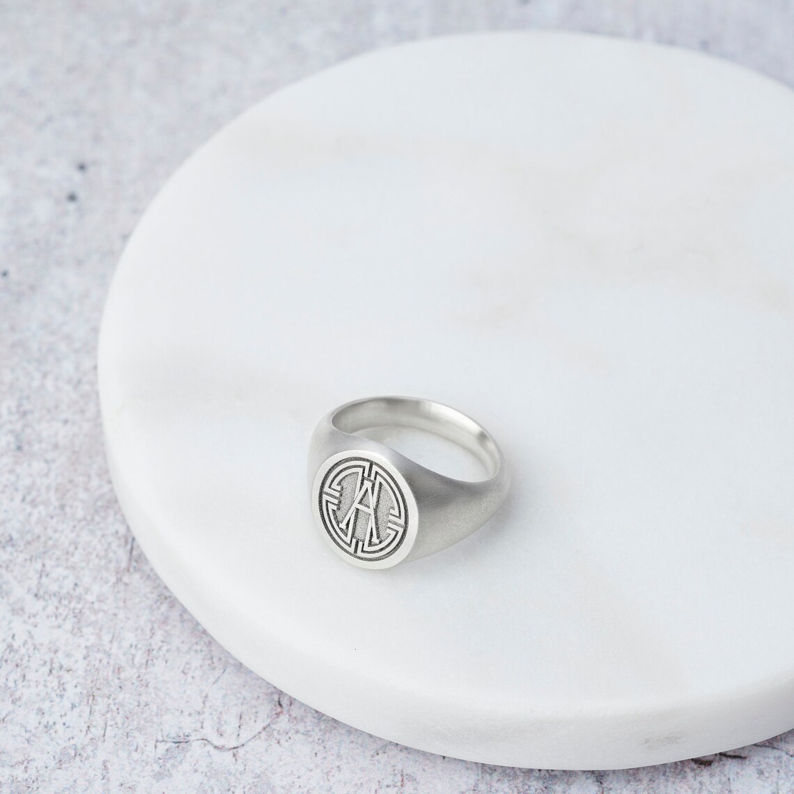 Personalised Mixed Metal Initial Signet Ring Chunky Silver - Etsy