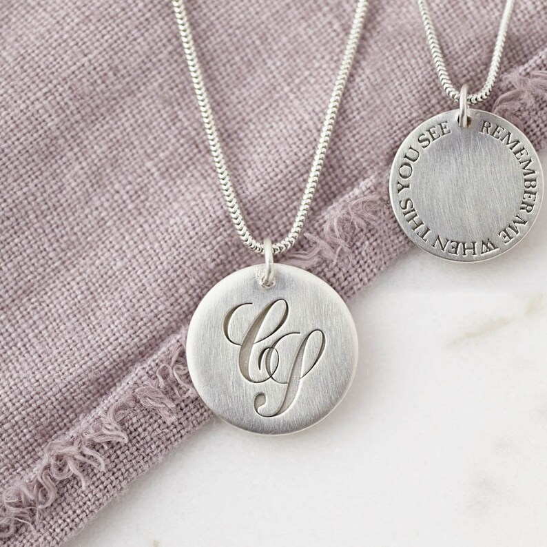Sterling Silver Initial Monogram Necklace Engraved With a - Etsy