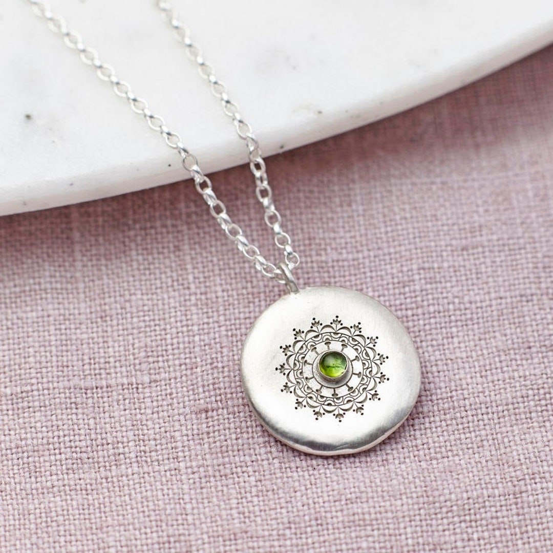 Personalised Sterling Silver and Peridot August Birthstone Necklace ...