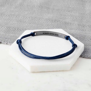 Engraved Message Bracelet Women or Men - Personalized Cord Bracelet ...
