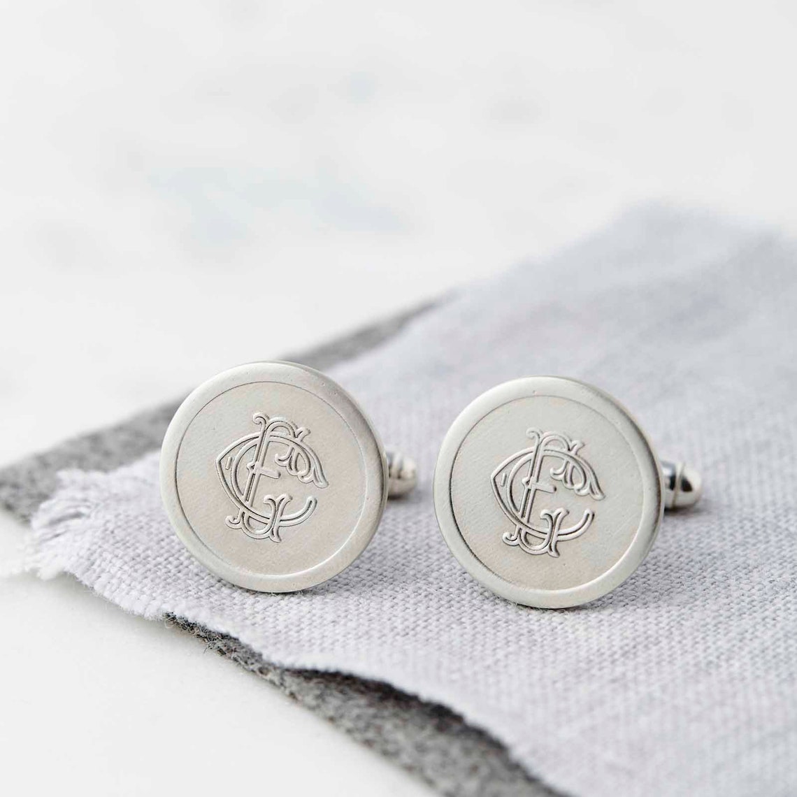 Silver Personalised Monogram Cufflinks Engraved Cufflinks | Etsy