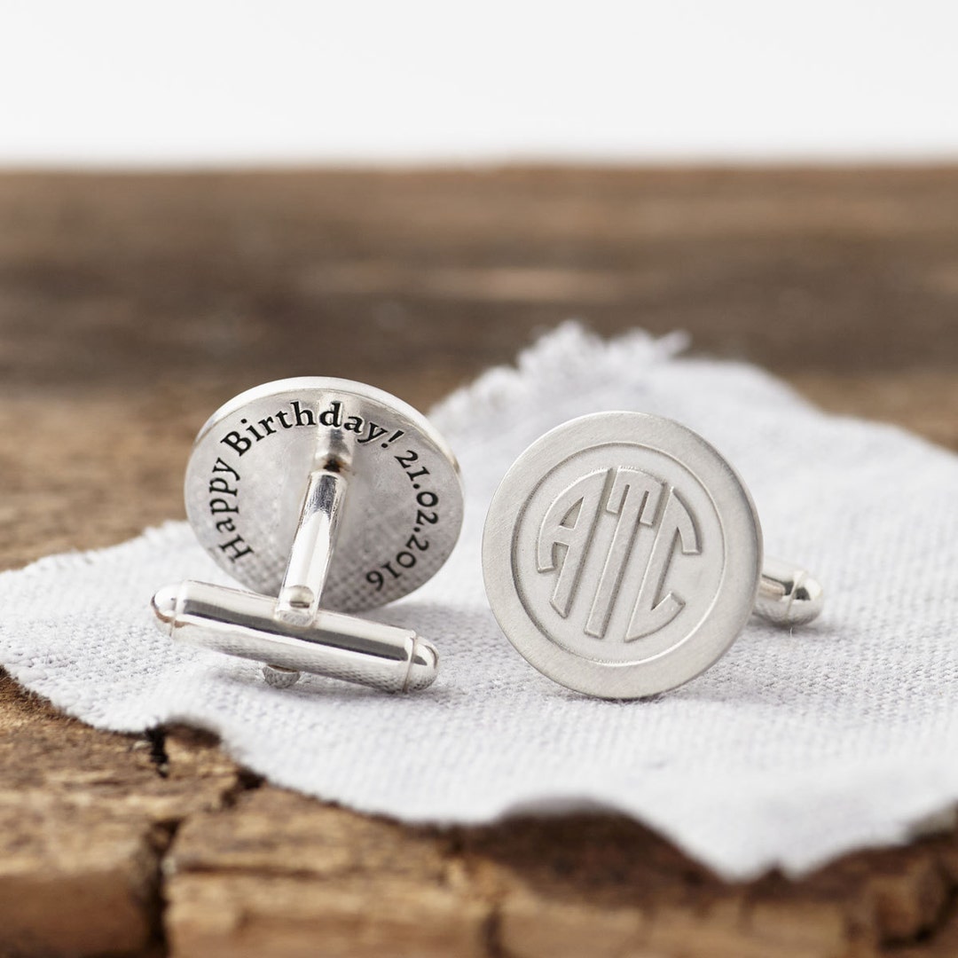 Monogram Silver Cufflinks, Personalised Monogram Cufflinks, Deco ...