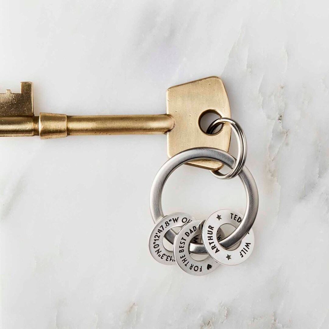 Keyring With Three Personalised Sterling Silver Charms - Etsy