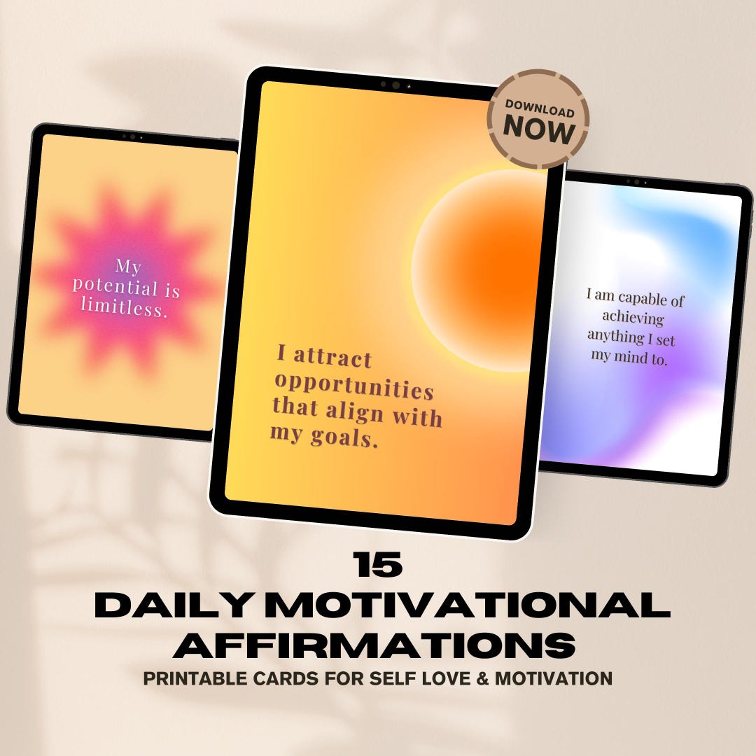 Empowering Affirmation Cards: Daily Mindset Quotes (printable Digital ...