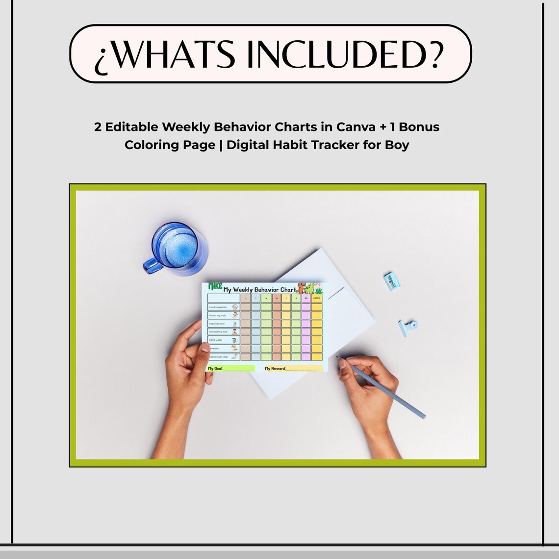 Dinosaur Behavior Chart for Boys: Weekly Reward Tracker (digital ...