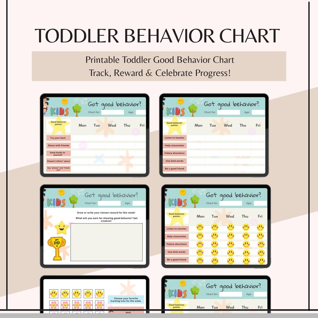 Toddler Good Behavior Printable Chart – Weekly Tracker With Cut-out ...