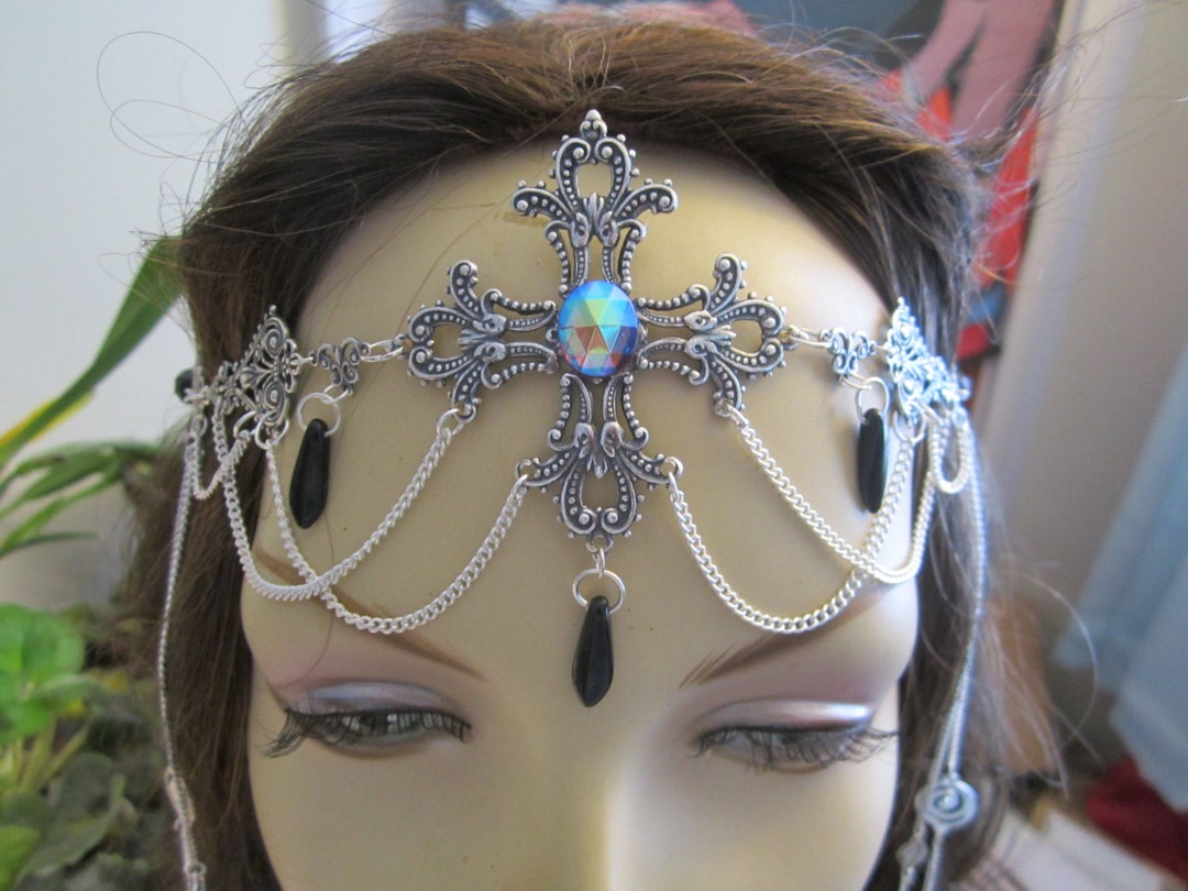 Ebon Cross Circlet of the Vampire Maiden Elven Celtic Druid LARP Bridal ...