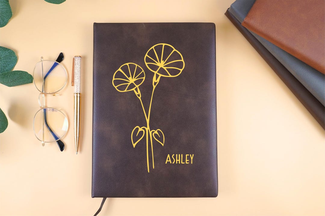Birth Flower Custom Journal, Birth Month Flower Notebook, Custom ...