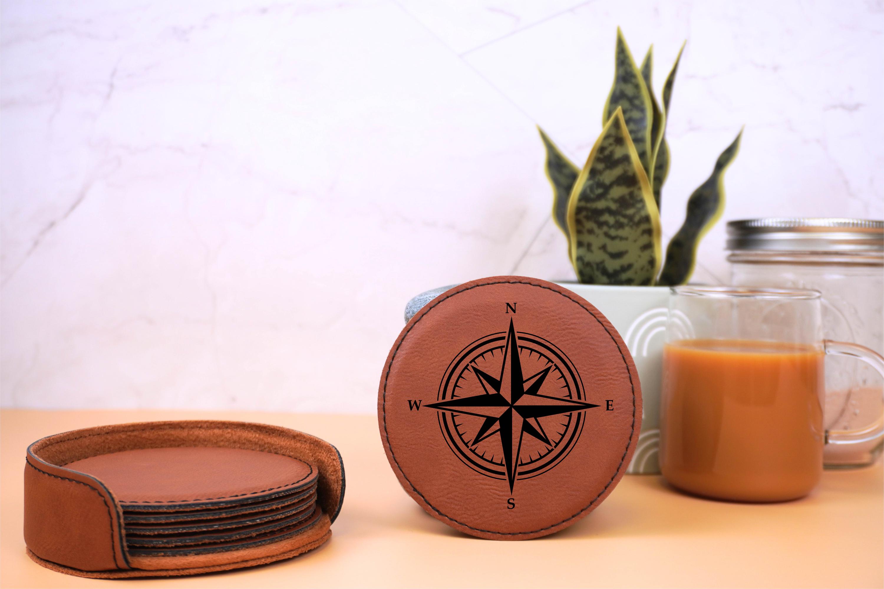 Personalized Vegan Leather Coaster Set: Engraved Corporate Gift - Etsy