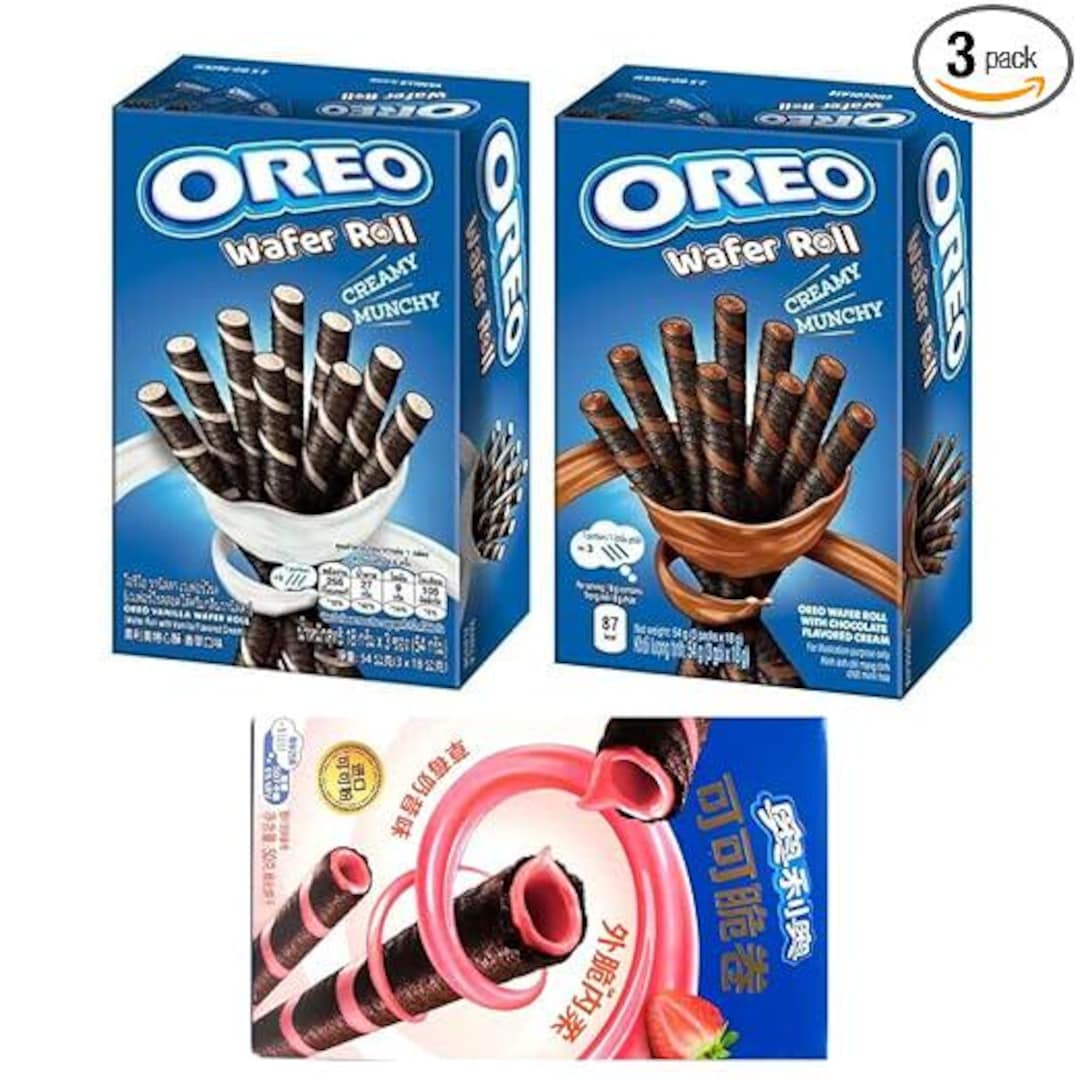 3-pack Oreo Wafer Roll Sampler With Vanilla, Chocolate & Strawberry ...