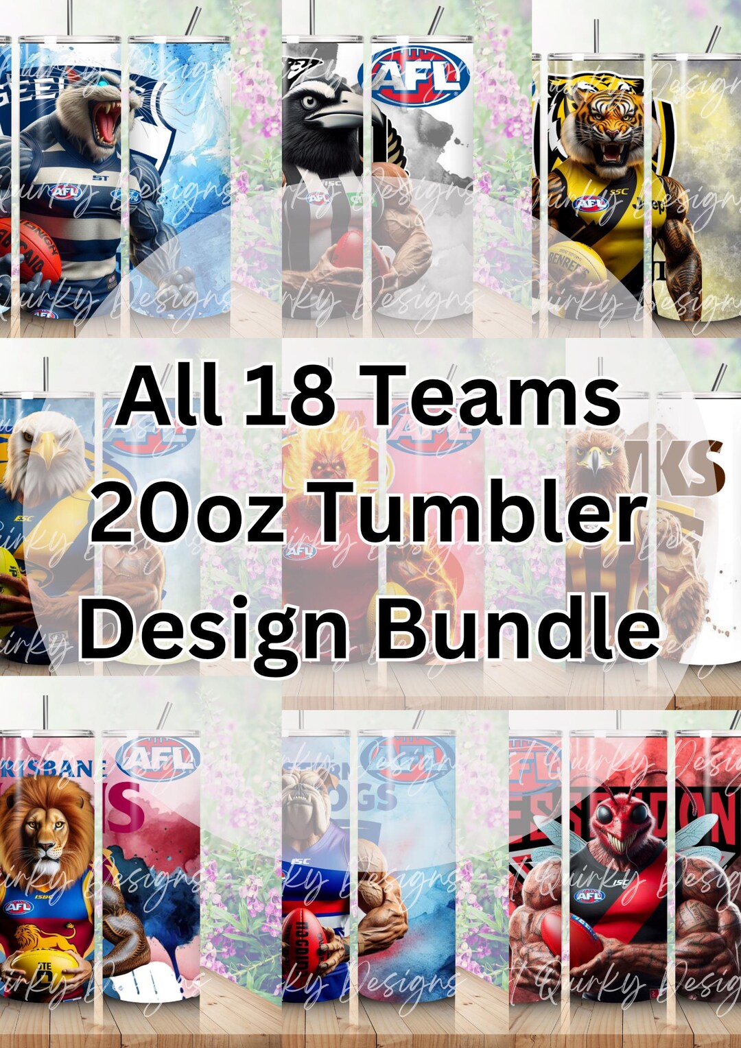 AFL Australian Football League All Teams 20oz Tumbler Designs Bundle - Etsy