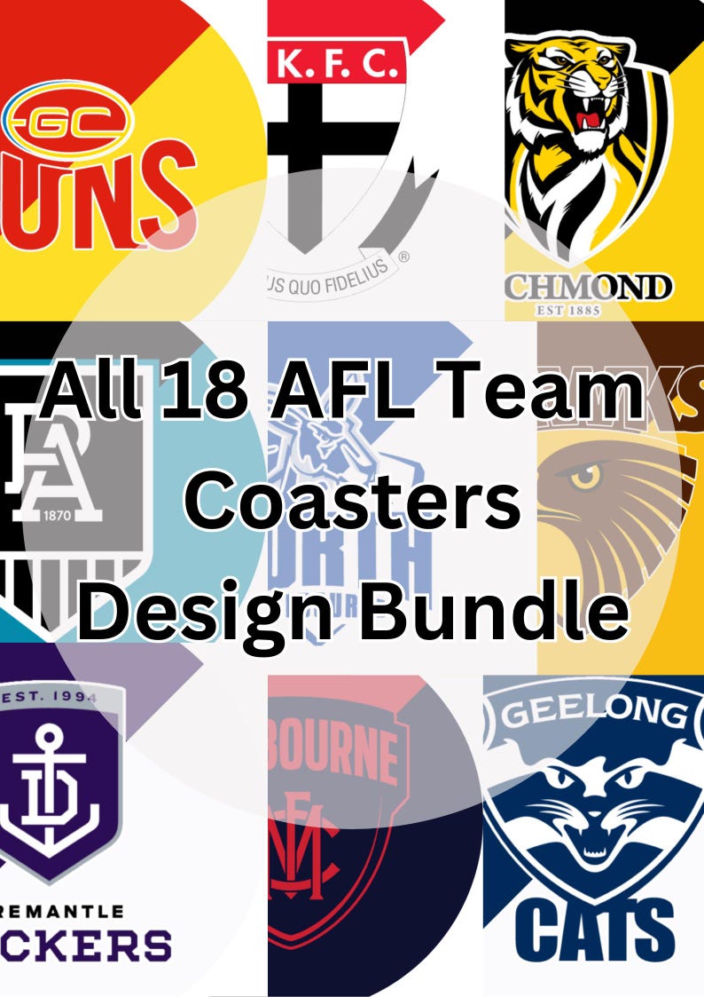 AFL Australian Football League All 18 Teams Coaster Designs - Etsy ...