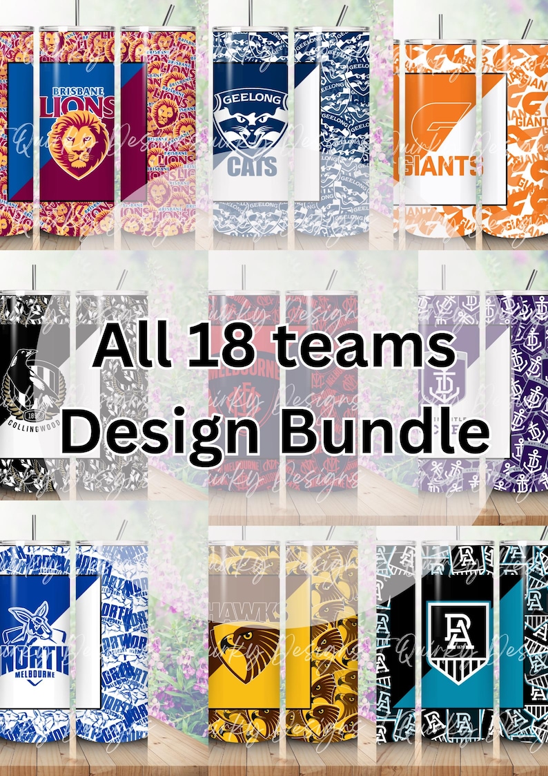 AFL Australian Football League 20oz Tumbler Wrap All Team Design Bundle ...