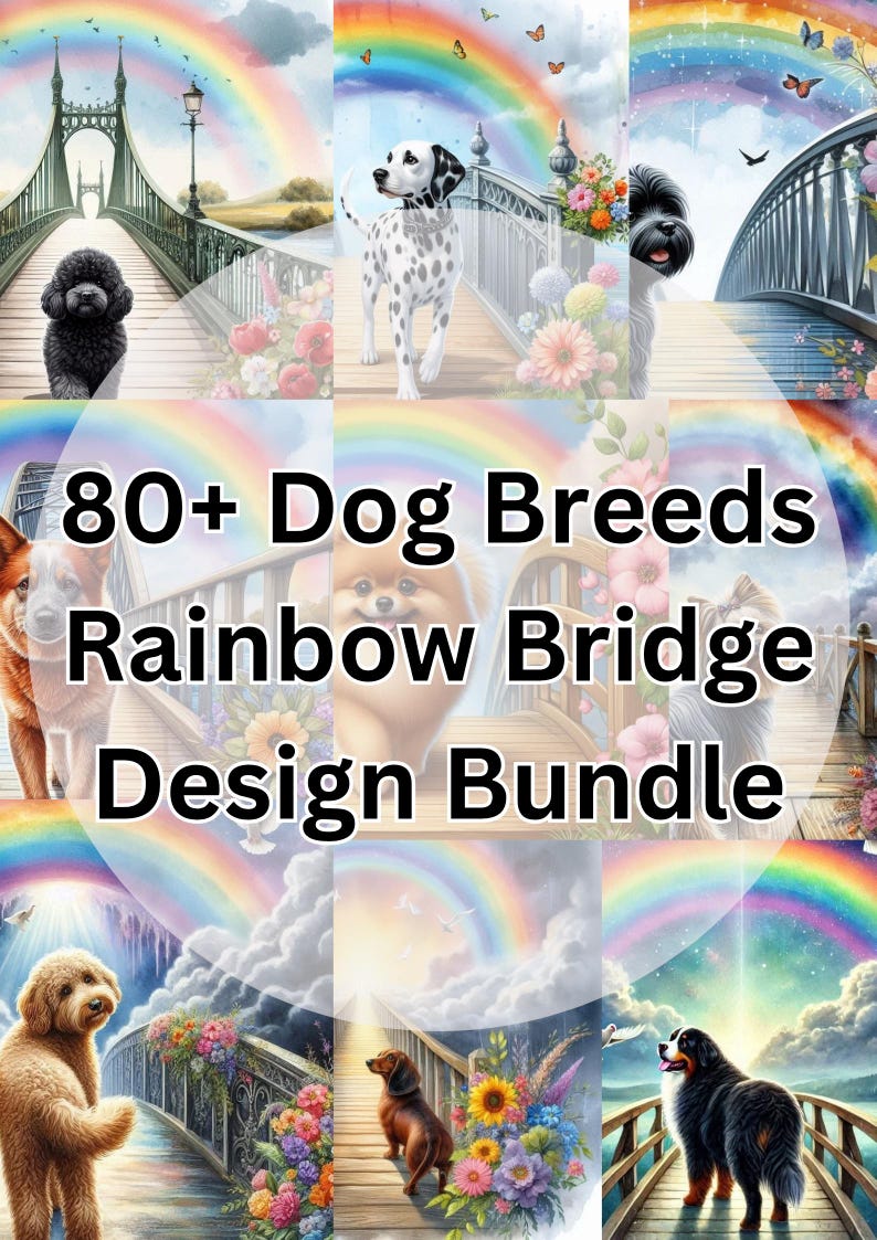 80+ Dog Breeds Going Over the Rainbow Bridge 20oz Tumbler Design Bundle ...