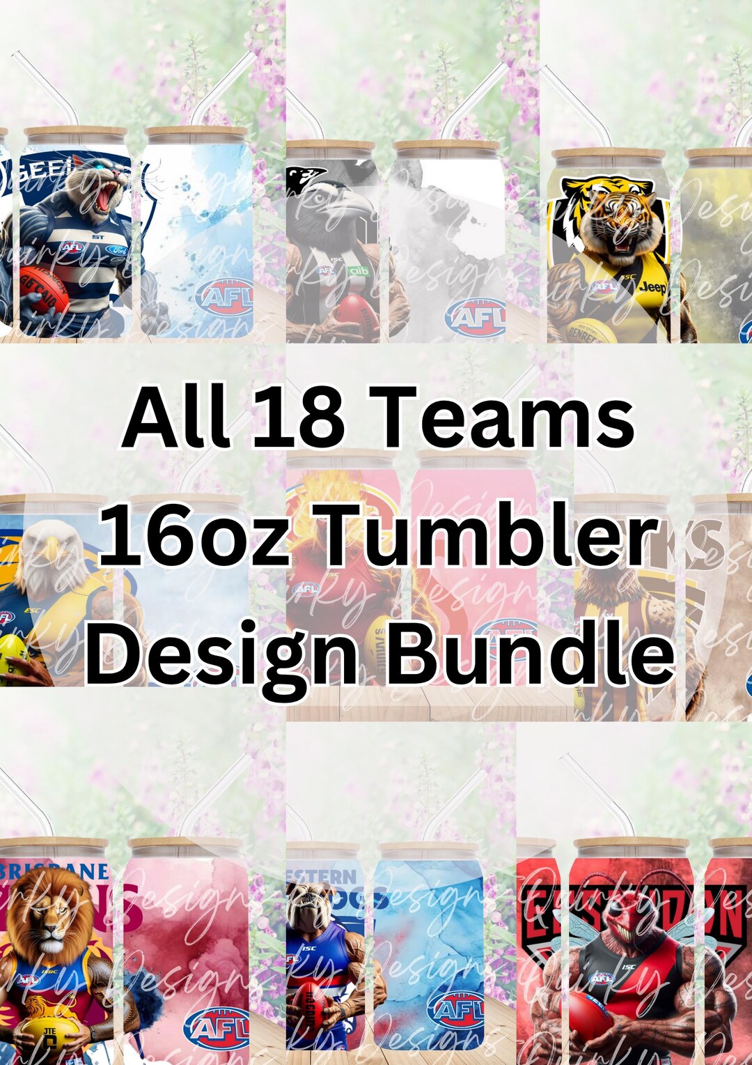 AFL Australian Football League All Teams 16oz Tumbler Designs Bundle ...