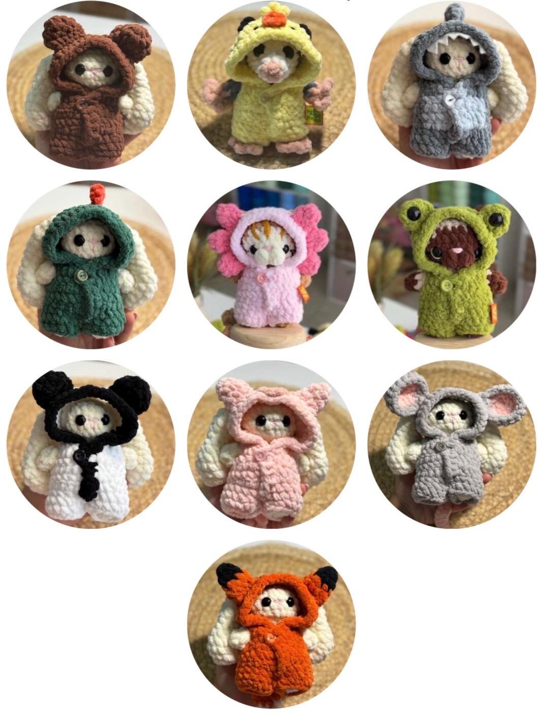 Animales: patrón pijamas para mini animalitos/mini personajes ...