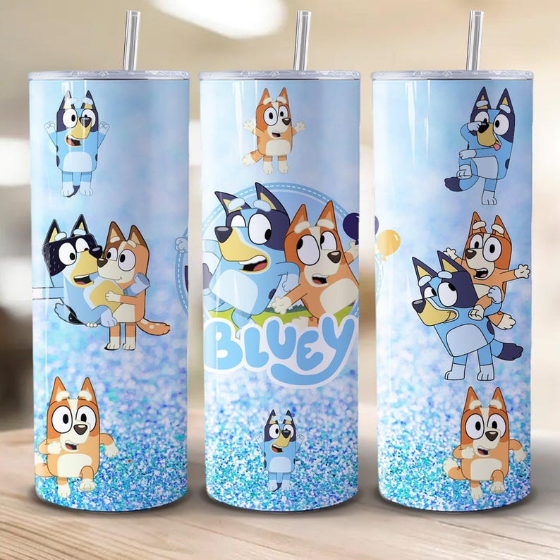 Bluey Bingo Skinny Tumbler, Bluey and Bingo, Skinny Tumbler Cup, 20oz ...
