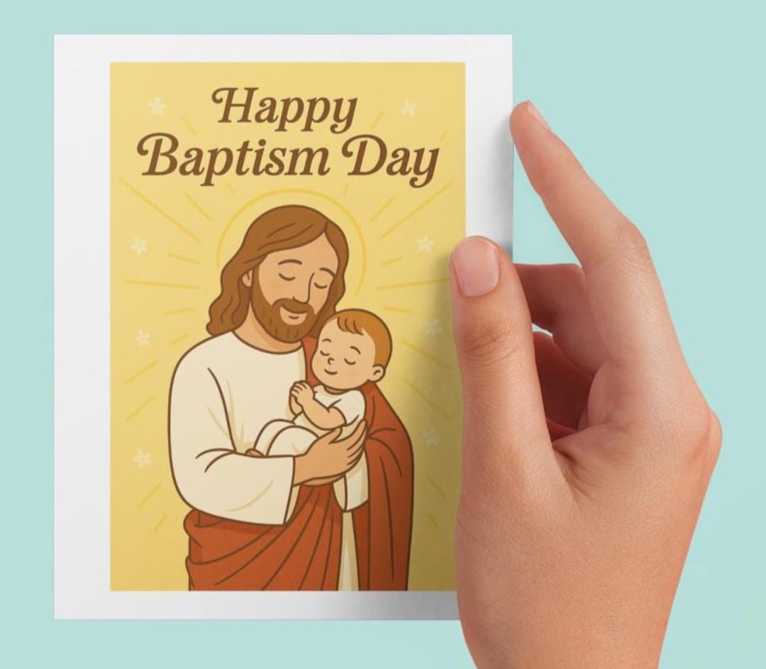 Happy Baptism Day – Printed Baptism Card | Jesus Holding Baby | Unisex ...