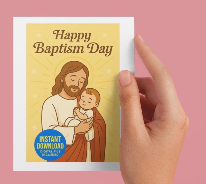 Happy Baptism Day – Printable Baptism Card | Jesus Holding Baby ...