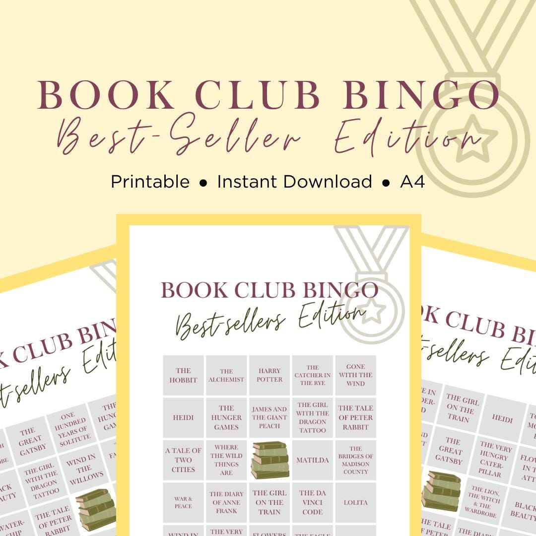 Book Club Bingo Game | Bestsellers Edition (digital Download) - Etsy
