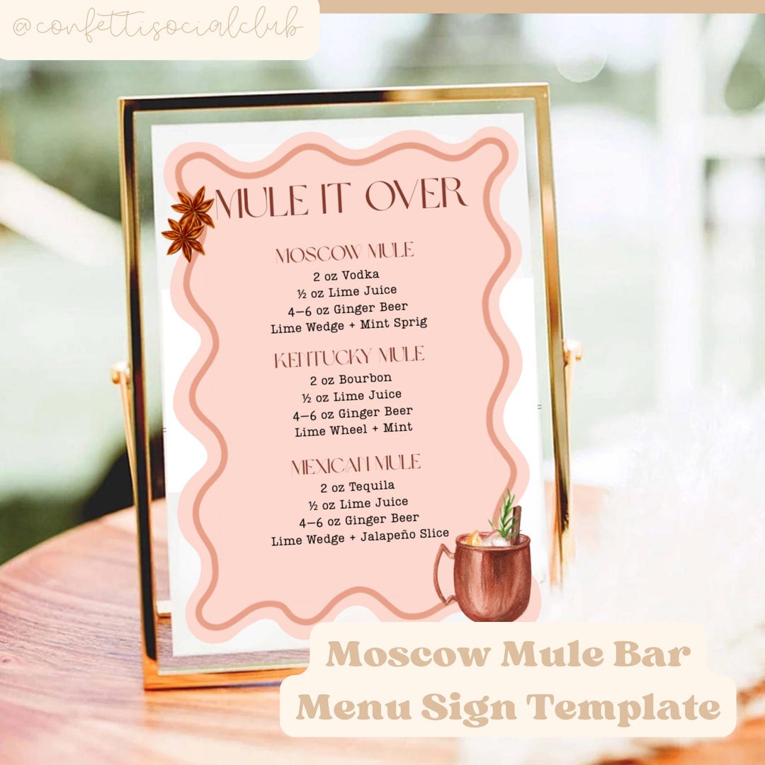 Moscow Mule Bar Sign Template: Fall Cocktail Menu (canva PRO, PDF ...