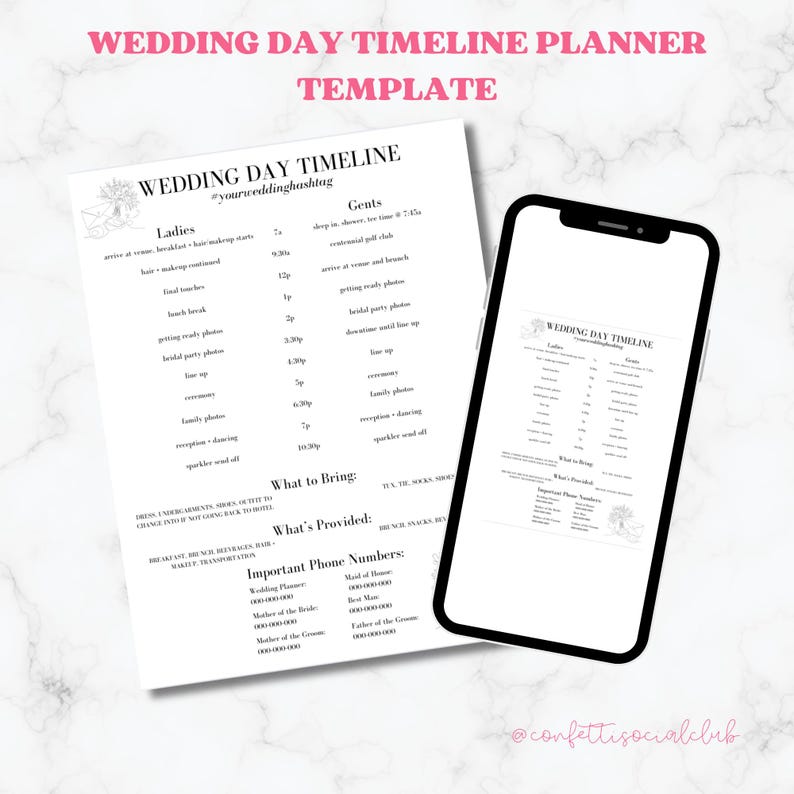 Editable Wedding Day Timeline Template: Canva Design (digital Download ...