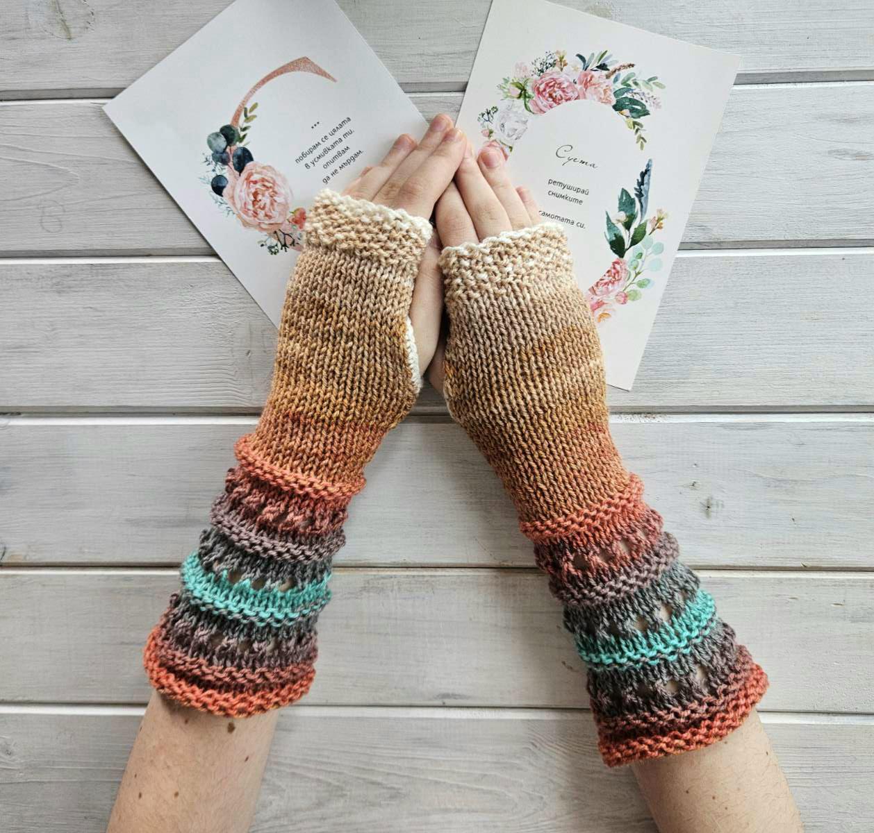 Vegan Arm Warmers, Fingerless Gloves Womens, Stripes Gloves, Long Hand ...
