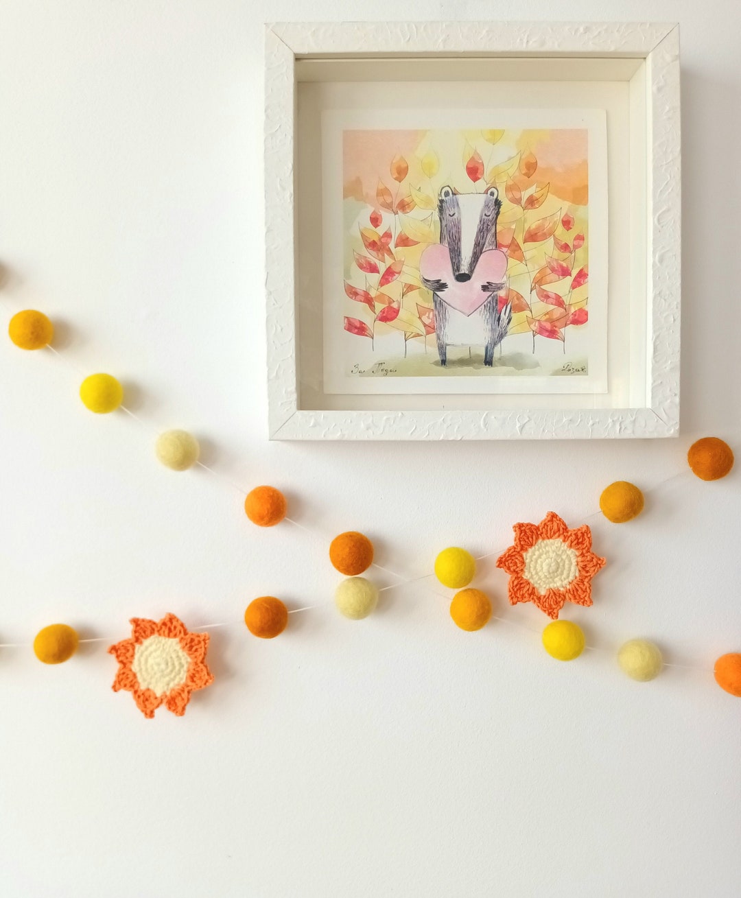 Sunshine Garland, Felt Ball Garland, Pom Pom Garland, Yellow Garland ...