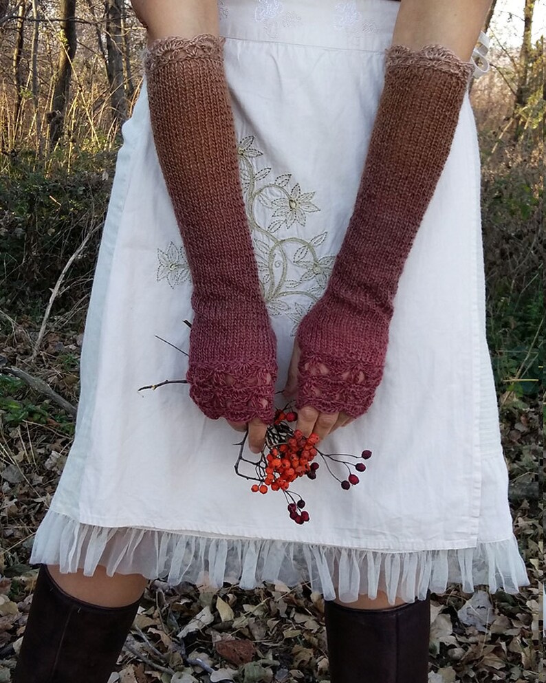 Long Fingerless Gloves Red Arm Warmers Womens Wrist Warmers - Etsy