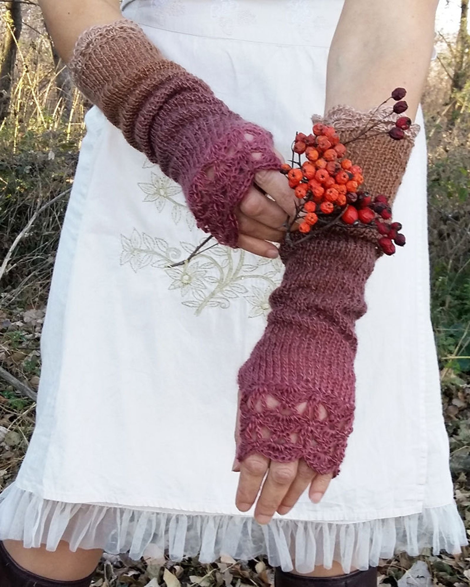 Long Fingerless Gloves Red Arm Warmers Womens Wrist Warmers - Etsy