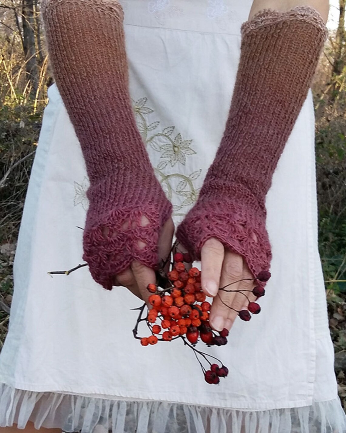 Long Fingerless Gloves Red Arm Warmers Womens Wrist Warmers - Etsy