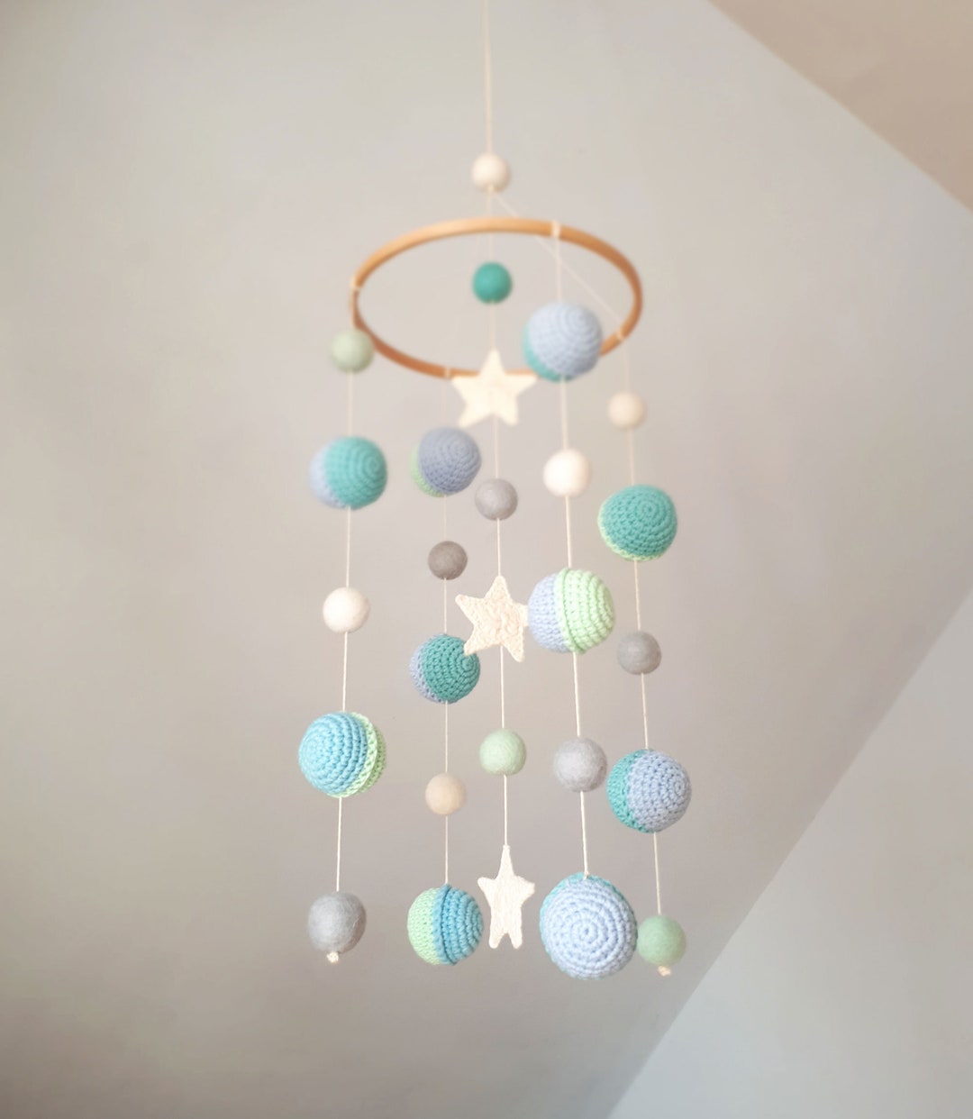 Planets Baby Mobile, Space Nursery Decor, Baby Boy Crib Mobiles, Blue ...
