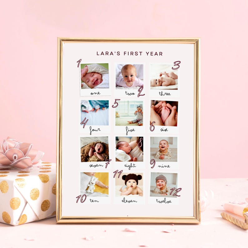 First Birthday Photo Board, Birthday Girl Pink Welcome Sign, Birthday ...