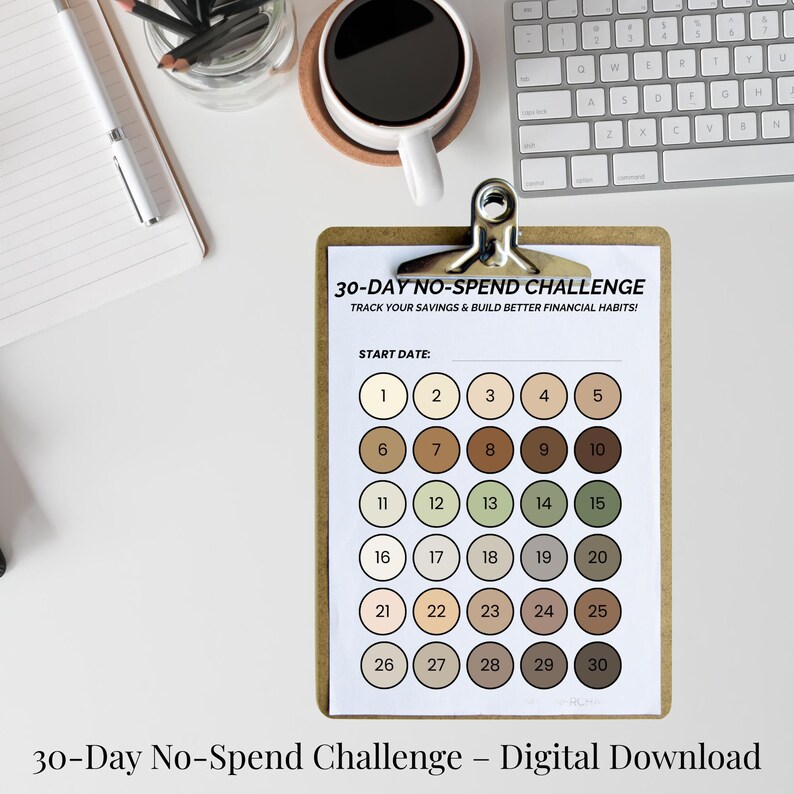 30-day No-spend Challenge Printable | Digital Download | Money-saving ...