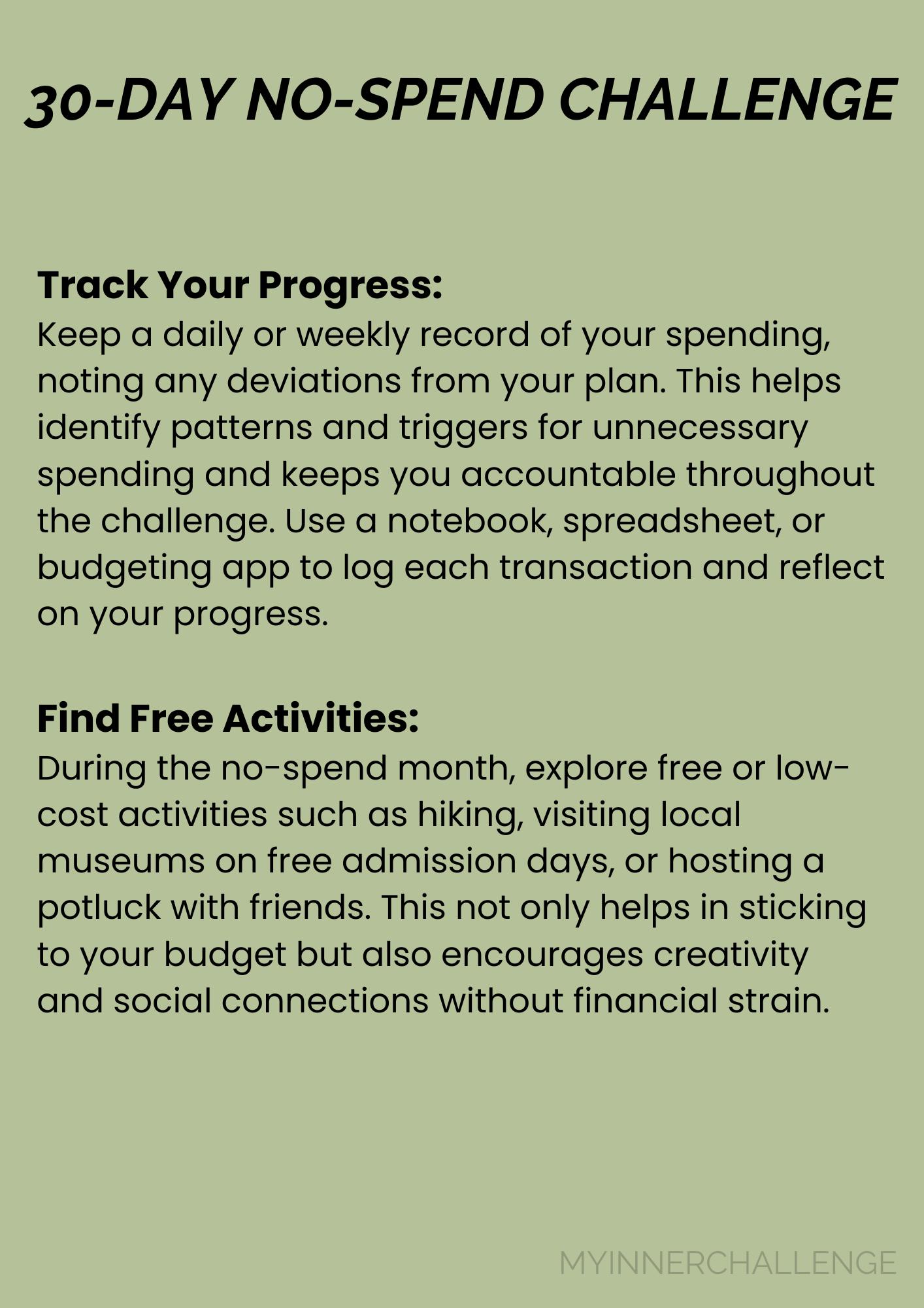 30-day No-spend Challenge Printable | Digital Download | Money-saving ...