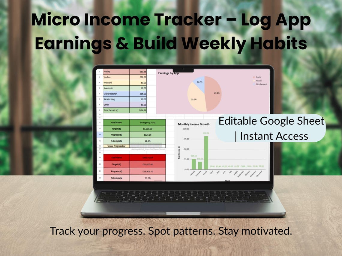 Micro Income Tracker | Google Sheets Budget Tool | Track Passive Income ...