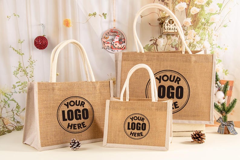 Personalized Logo Burlap Gift Bags, Company or Business Branding ...