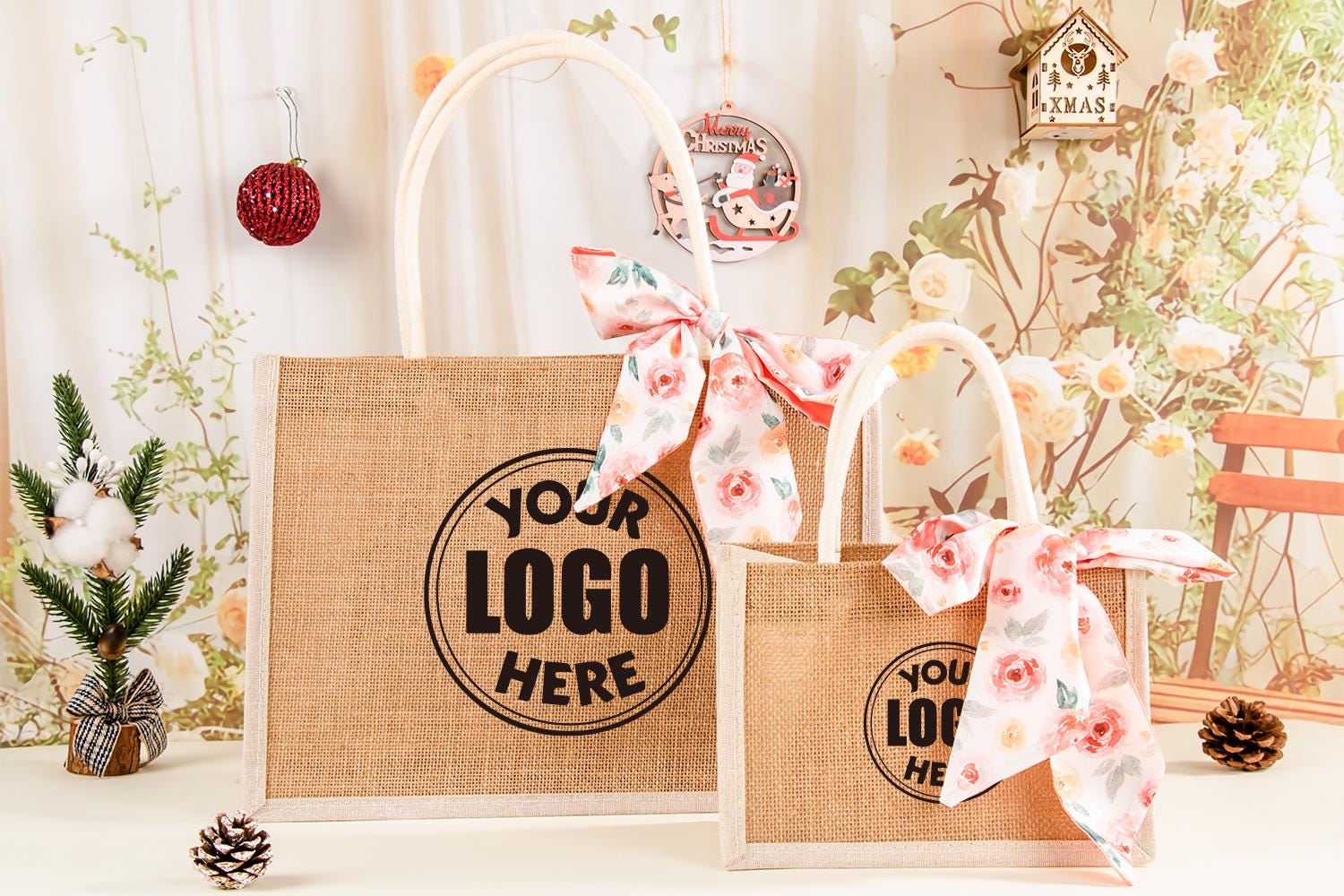 Personalized Logo Burlap Gift Bags, Company or Business Branding ...