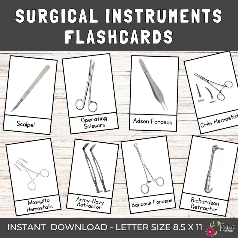 36 Surgical Instruments Flashcards | Medical Tools Flashcards With Real ...