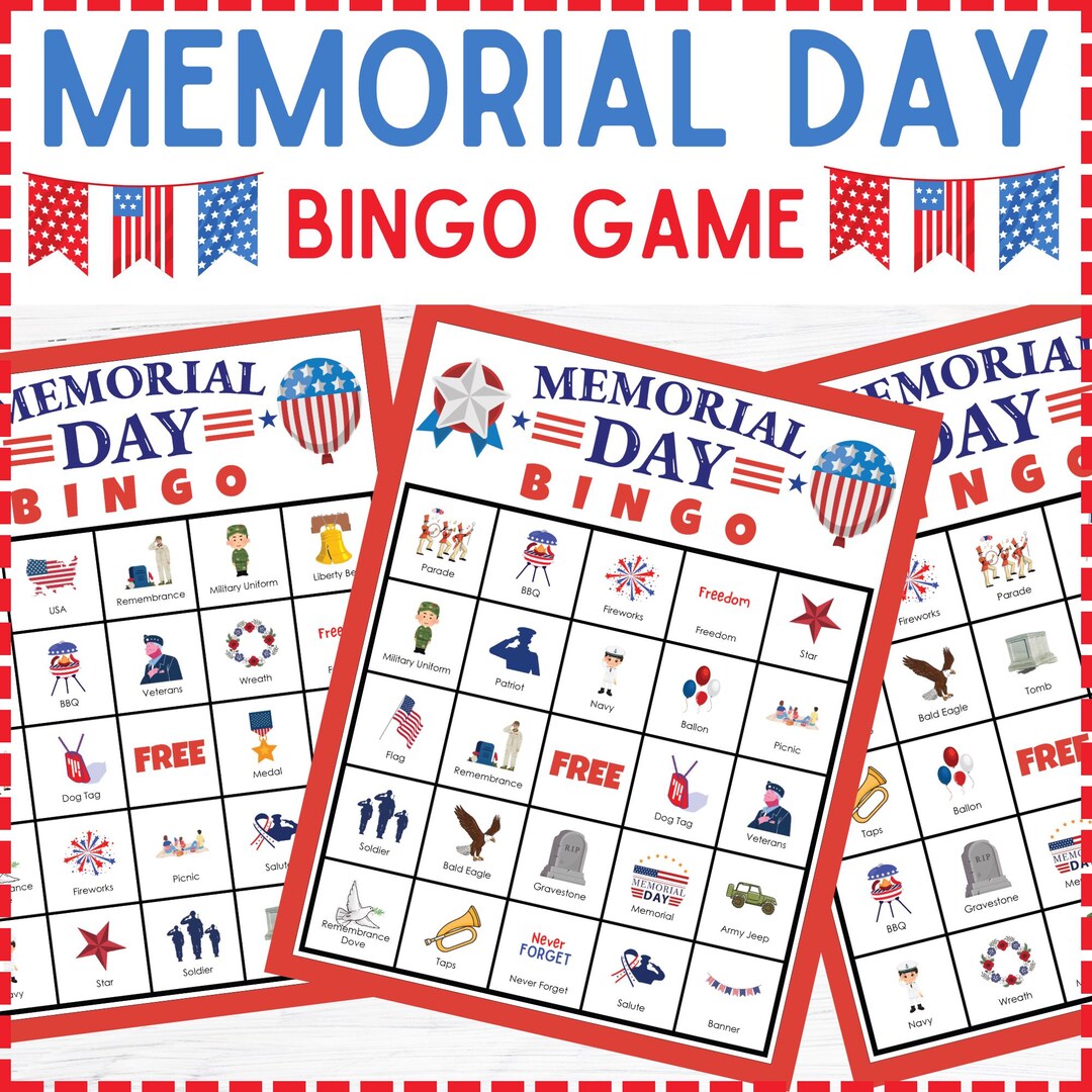 Memorial Day, Patriotic Bingo Game | Memorial Day No Prep Party Game - Etsy