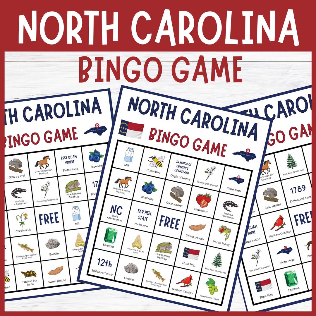 No Prep North Carolina Bingo, US State Symbols, Culture Popular Sites ...