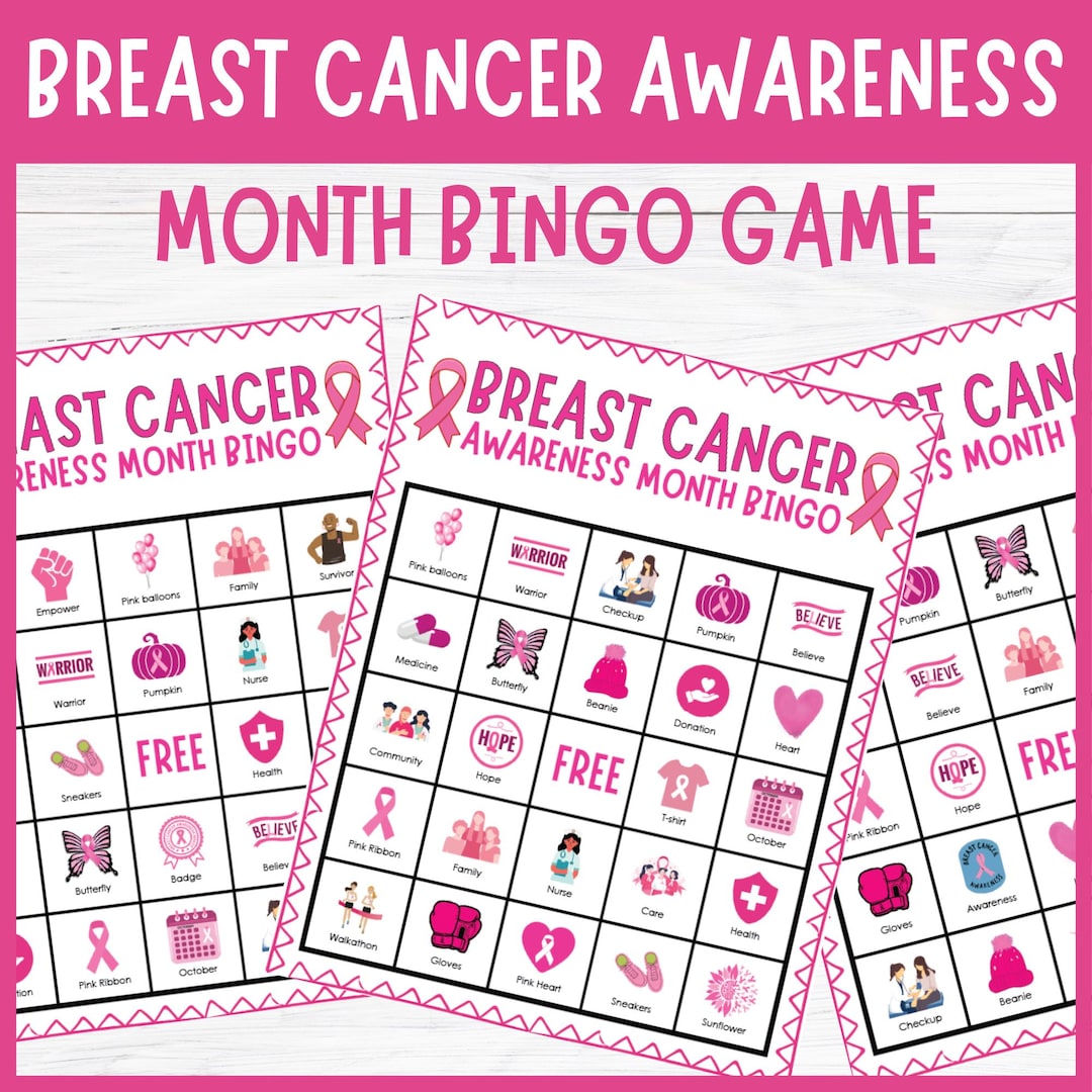 No Prep Breast Cancer Awareness Month Bingo Game October Pink Ribbon ...